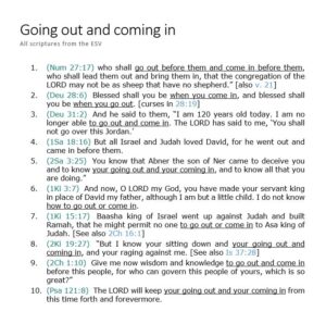 Going out and Coming in – Bible Thought of the Day